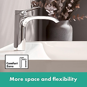 hansgrohe Vivenis Modern 1-Handle 1-Hole 12-inch Tall Bathroom Sink Faucet in Chrome, 75030001