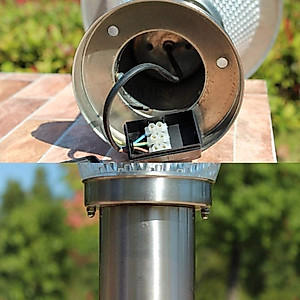 MODEBHD Rainproof Villa Pillar Light Ball Acrylic Shade Post Light Landscape Street Lawn Lights Fixture E27 Exterior Stainless Steel Column Lamp Outdoor IP55 Waterproof Garden Lawn Lantern