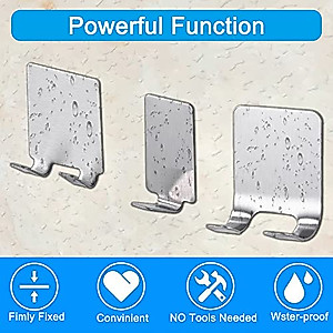 VENGABY 12 Pack Razor Holder for Shower, Shaver Hook Hanger Stand, Heavy Duty Self Adhesive Hooks, Stainless Steel Utility Towel Hook Bathroom Kitchen Organizer for Robe Towel Bathrobe Coat