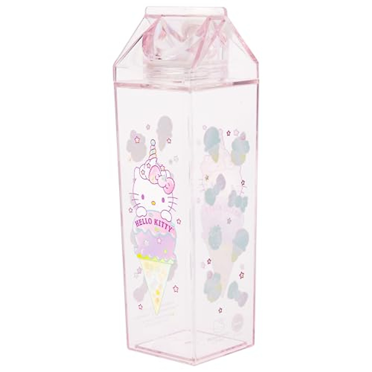 Silver Buffalo Sanrio Hello Kitty Plastic Milk Carton Bottle, 16.2 Ounces
