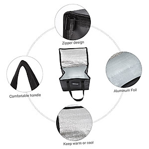 MOLUCKFU Insulation Bags Food Warmer Bag Foldable Grocery Bags Food Bag Reusable Grocery Bag Restaurant Insulated Bag Shopping Cart Bags for Groceries Cooler Bag Black Woven