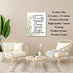 FAZAKION Christian Wall Art Inspirational Quotes, Serenity Prayer, God Grant Me The Serenity Canvas Artwork Wall Decoration (12"X15" Framed), Living Room Bedroom Home Decor -038