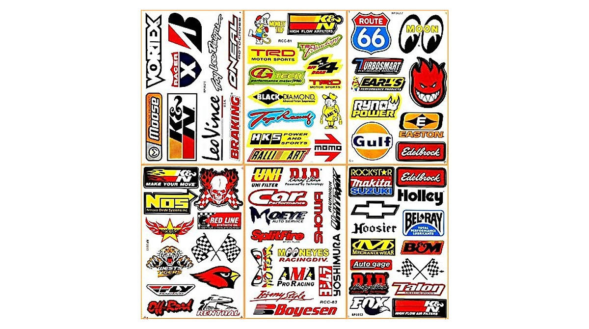 Cars Motorsport Vinyl Decals Pack | Waterproof & Weatherproof Stickers