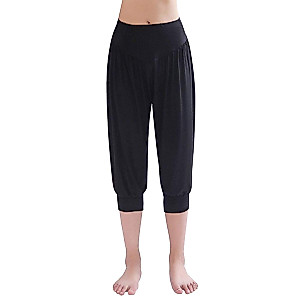 LKXHarleya Women Modal Harem Yoga Pants Loose Casual Fold Over Pilates Capri Pants Yoga Pants