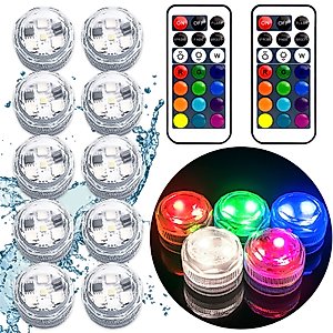 Mini Submersible LED Lights, Waterproof LED Tea Lights Candle with Remote Battery Operated,RGB Color Changing for Vase Home Party Wedding Table Centerpieces