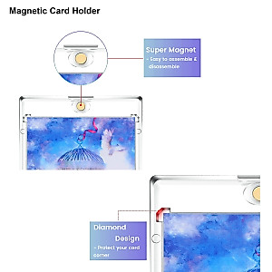 LRANFOW 6 Pack 55pt Magnetic Trading Card Holder Hard Card Case with UV Resistant for Cards
