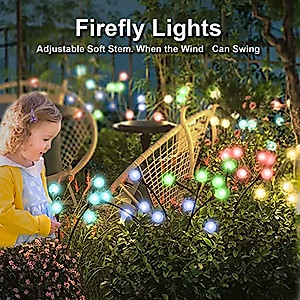 2 Pack Slyuexu Solar Garden Firefly Light：Starburst Swaying Firefly Outdoor Light Waterproof - Garden Decorative Lights Decoration Garden, Parties, Camping(Multicolor-Discolouration)