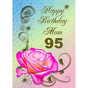 CafePress 95Th Birthday Card For Mom, Elegant Rose Greeting Folded Greeting Card Matte