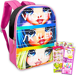 Rainbow High Backpack Set for Girls - Bundle with Rainbow High 15 Inch Backpack with Shopkins Stickers and More (Kids Backpack Elementary School)