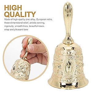 Hand Bell Call Bell Brass Wedding Bell Temple Bell Alarm Bell Decorative Bell Restaurant Decorative Craft for Adults Church Bar Classroom, Golden