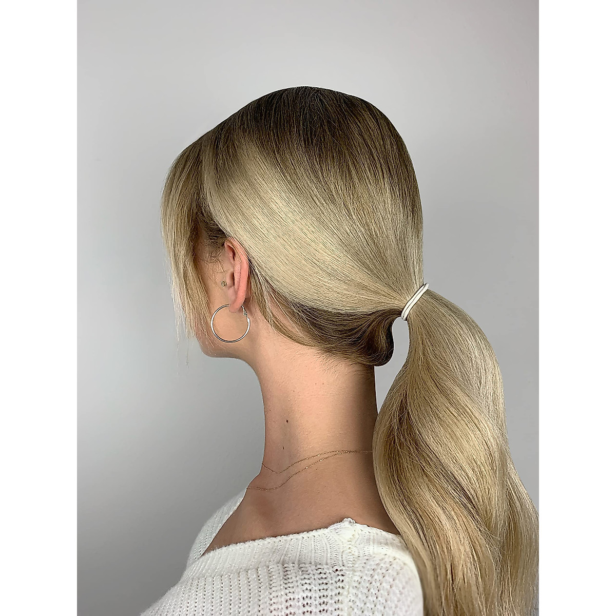 Heliums Thin Hair Elastics - Beige Blonde - 2mm Hair Ties for Thin Hair, 1.75 Inch, Medium Hold No Damage Ponytail Holders - 40 Count