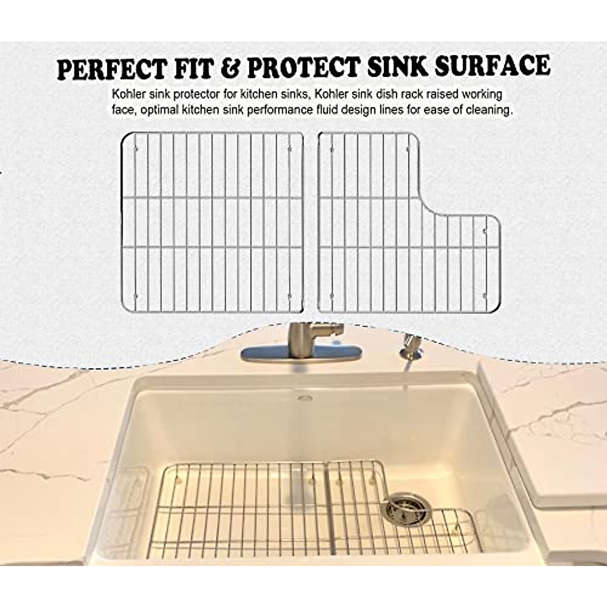 𝟮𝟬𝟮𝟯 𝙐𝙥𝙜𝙧𝙖𝙙𝙚𝙙 K-6639-ST Sink Rack Replacement for Kohler Whitehaven Bottom Basin Rack 6639-ST, K-6488 and K-6489 Stainless Steel Sink Protector Accessories