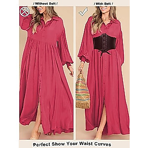 HANERDUN Lace-up Waspie Corset Belts for Women Elastic Waist Belt Tied Retro Wide Belt