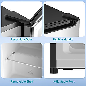 BANGSON 2.1 Cu.ft Upright Freezer, Compact Mini Freezer with Reversible Door, Adjustable Thermostat, Removable Shelves, Energy-Saving Small Freezer for Garage/Dorm/Office/Apartment, Silver