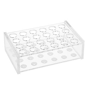 OLYCRAFT 24 Sockets Acrylic Clear Test Tube Rack Transparent Acrylic Test Holder Rack Centrifuge Tube Holder Labortory Display Stands for 5ml Test Tubes Chemistry Laboratory - Hole: 14mm 3.5mm