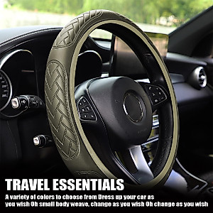 BESULEN Car Steering Wheel Cover, Car Wheel Cover for Men and Women, 15 Inch Leather Anti-Slip Odorless Car Wheel Protector, Auto Interior Accessories Universal for Car Truck SUV Sedan