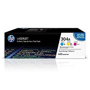 HP 304A Cyan, Magenta, Yellow Toner Cartridges (3-pack) | Works with HP Color LaserJet CM2320 MFP, HP Color LaserJet CP2025 Series | CF340A