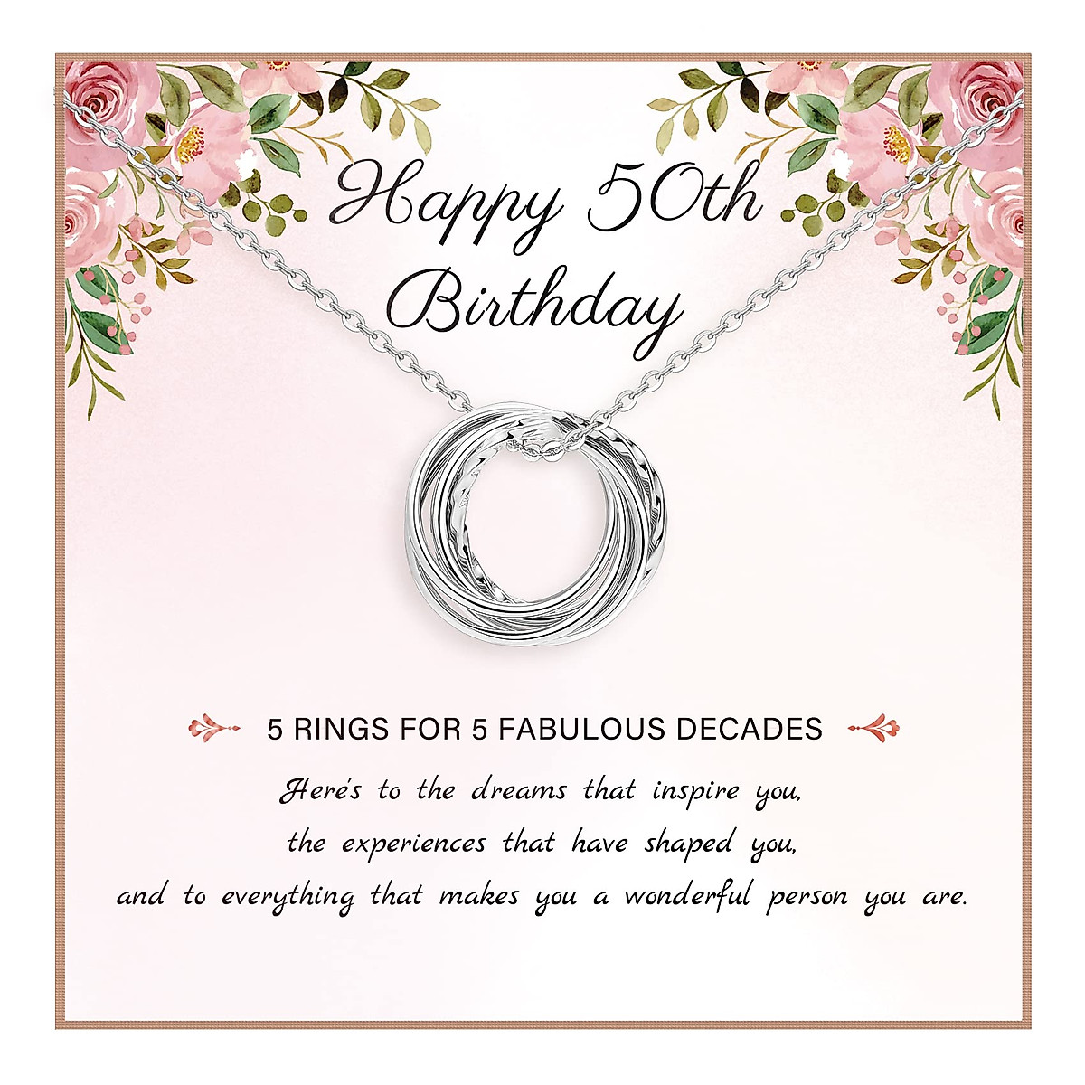 BMMYE 50th Birthday Gifts for Women, Gold Silver Necklace Circle Pendant Mothers Day Jewelry 50 Year Old Birthday Gifts Ideas for Mom Sister Friend