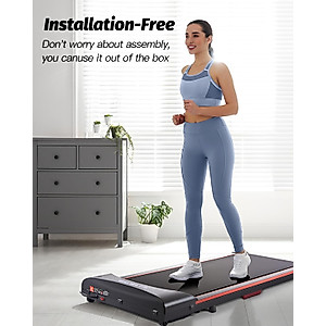 Walking Pad, Under Desk Treadmill with Remote Control, LED Display, Wheels, Portable Mini Running Machine for Small Spaces in Home/Office