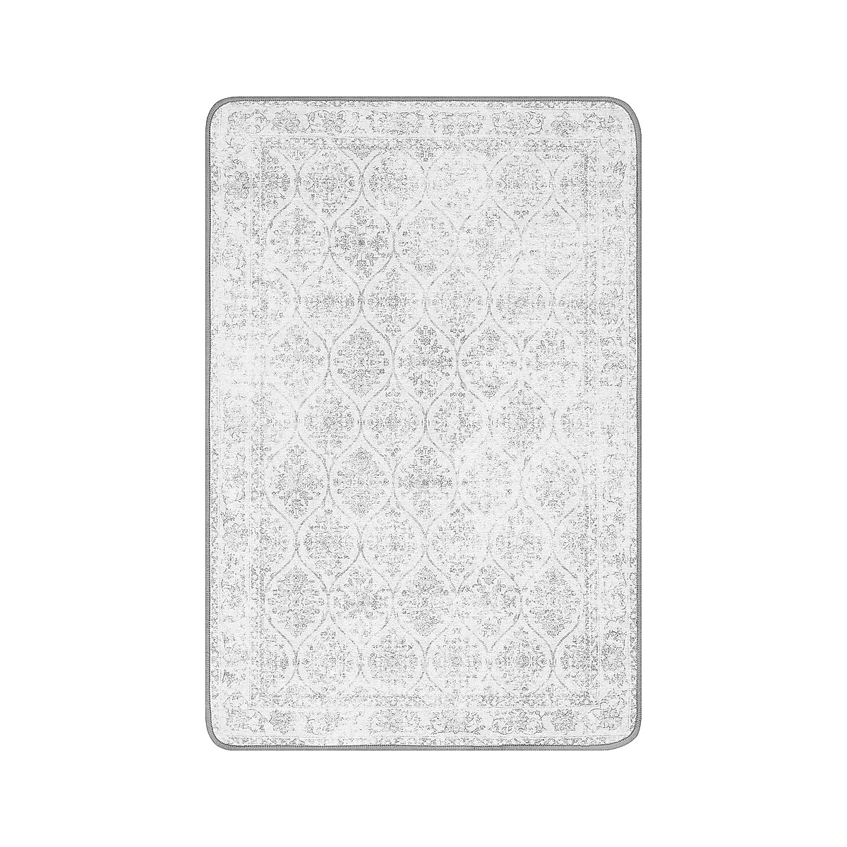 BEIMO Area Rugs 3X5 for Living Room Bedroom, Machine Washable Rug Vintage Floral Print Indoor Floor Cover，Lightweight Non Slip Backing Thin Rug with Gripper, Distressed Cream/Gray