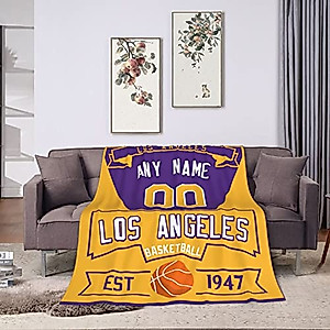 Custom Basketball Throw Blankets Personalized Ultra-Soft Micro Fleece Blankets with Name Numbers for Fans Gifts