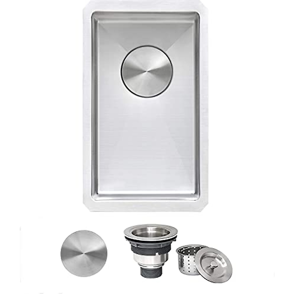 Comllen Bar Sink Undermount, 10 Inch Small Kitchen Sink, 10" x 18" Stainless Steel Wet Bar Sink, 16 Gauge Single Bowl Sink for Outdoor Prep RV Yard Laundry Utility with Drain