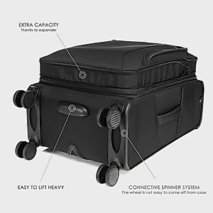 Verage Toledo Carry On Luggage Softside Expandable Suitcase with Spinner Wheel (20-Inch, Black)