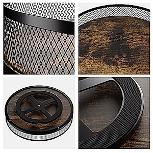 Lazy Susan Turntable Organizer for Cabinet Pantry Kitchen Countertop Table, 12" Wood Lazy Susan Spice Rack, Rustic Brown, Black