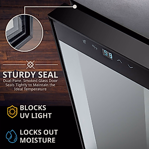 Ivation 18 Bottle Compressor Wine Cooler Refrigerator | Large Freestanding Wine Cellar For Red, White, Champagne or Sparkling Wine | 41f-64f Digital Temperature Control Fridge Glass Door Black