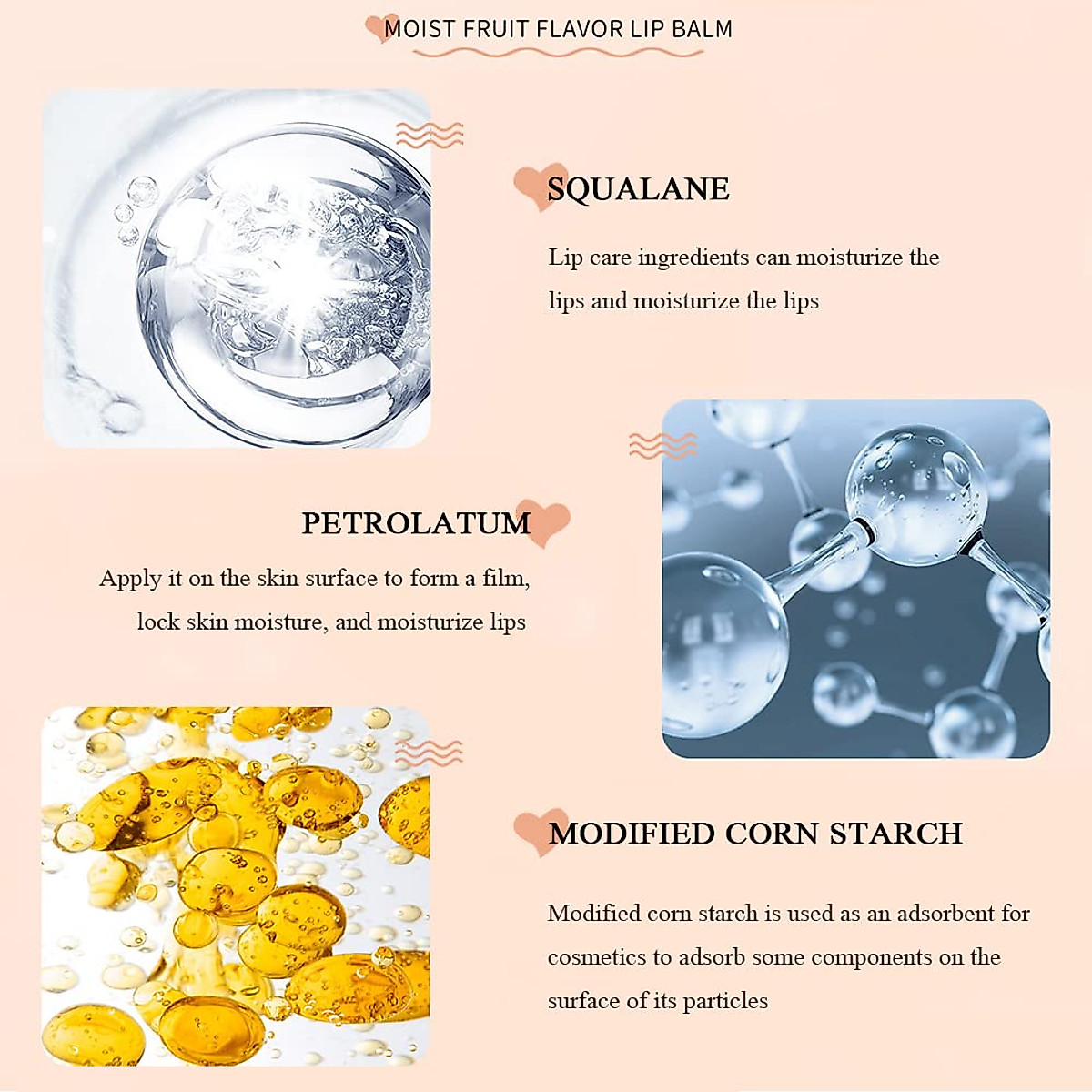 4Pcs Fruit Lip Balm Set,Moisturizing Lip Care Lip Balm,Long Lasting Nutritious Lip Balm Lipsticks Moisturizer,Natural Organic Lip Balm Fruit-Flavored Color,Citrus,Peach,Strawberry,Cantaloupe Lip Balm…