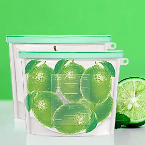 【Upgrade】Cadrim Reusable Extra Thick Silicone Food Storage Bags - 6 Packs Zipper Freezer Bags For Marinate Meats Sandwich, Snack, Cereal,Fruit Meal Prep, Leakproof, Dishwasher-Safe Lunch Storage Bags