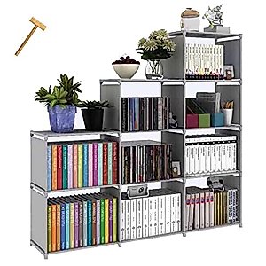 HOSTARME Bookshelf Kids 9 Cube Book Shelf Organizer Bookcase DIY for Bedroom Classroom Office (Greyness), T001