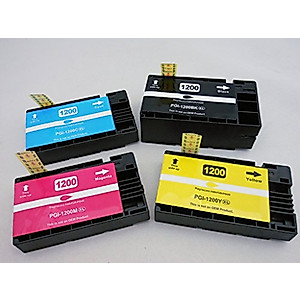 TSP Saver Replcaement PGI-1200 Black Cyan Magenta Yellow XL High Yield Ink Cartridge for Canon Maxify MB2020 MB2120 MB2320 MB2720 4 Pack (PGI1200-4PK)
