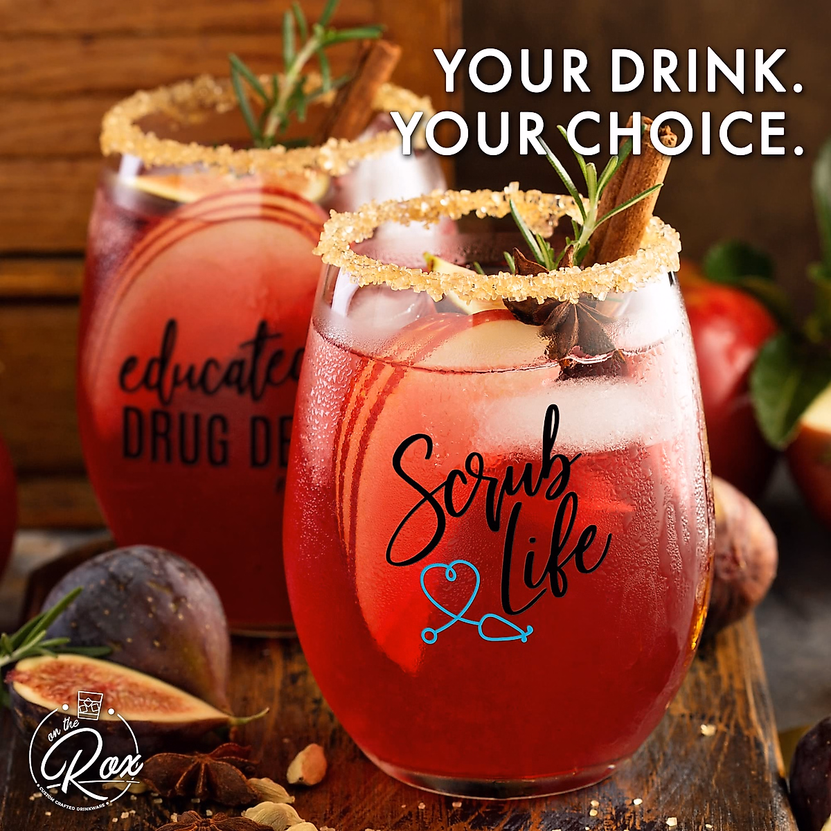 Nurse Gifts For Women Funny Wine Glass 2 Pc Set - 17 Oz Stemless Wine Glass - Funny Nurse Practitioner Gifts RN Nurses NICU Nurses and Student in Nursing School - Great for Coworker Appreciation Gift