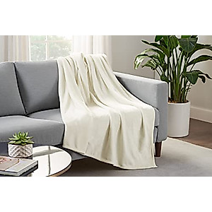 SERTA Cozy Plush Thick Fuzzy Super Soft Lightweight Throw Blanket for Bed, Couch, or Travel, Twin (60 in x 80 in), Off White