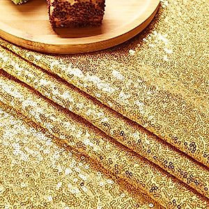 WEMOSI Gold Sequin Backdrop Curtain - 2PCS Glitter 2.5x8FT Gold Sequin Curtains Wedding Party Ceremony Birthday Candy Buffets Photography