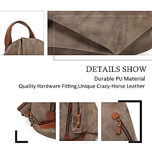 KL928 PU Leather Vintage Backpack – Large Casual Daypack Outdoor Travel Rucksack Hiking Backpacks for Men Women