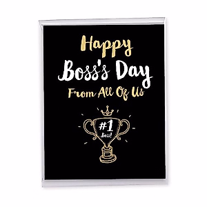 NobleWorks - 1 Jumbo Greeting Card for Boss (8.5 x 11 Inch) - Manager Gratitude, Thanks Notecard for Bosses - Happy Boss's Day from All J5886BOG-US