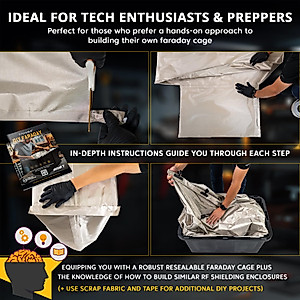 Mission Darkness TitanRF DIY Faraday Cage Kit // Build a Military-Grade Signal Blocking Container Liner with Included Faraday Fabric, Tape, Instructions & Accessories // Fits Inside 27-Gallon Tote