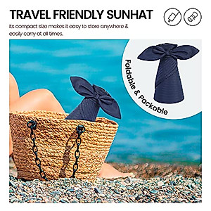 Simplicity Packable Sun Hat Women UV Protection Summer Hat Sun Hats w/Ponytail Dark Blue