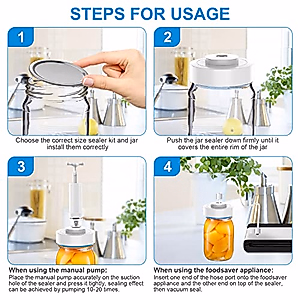 Mason Jar Vacuum Sealer, Mifenney Food Saver Jar Sealer Kit with Accessory Hose for Regular and Wide Mouth Mason Jars, with Manual Vacuum Pump and Lid Opener