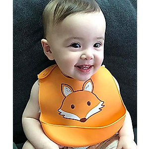 Hudson Baby Unisex Baby Silicone Bibs, Fox, One Size