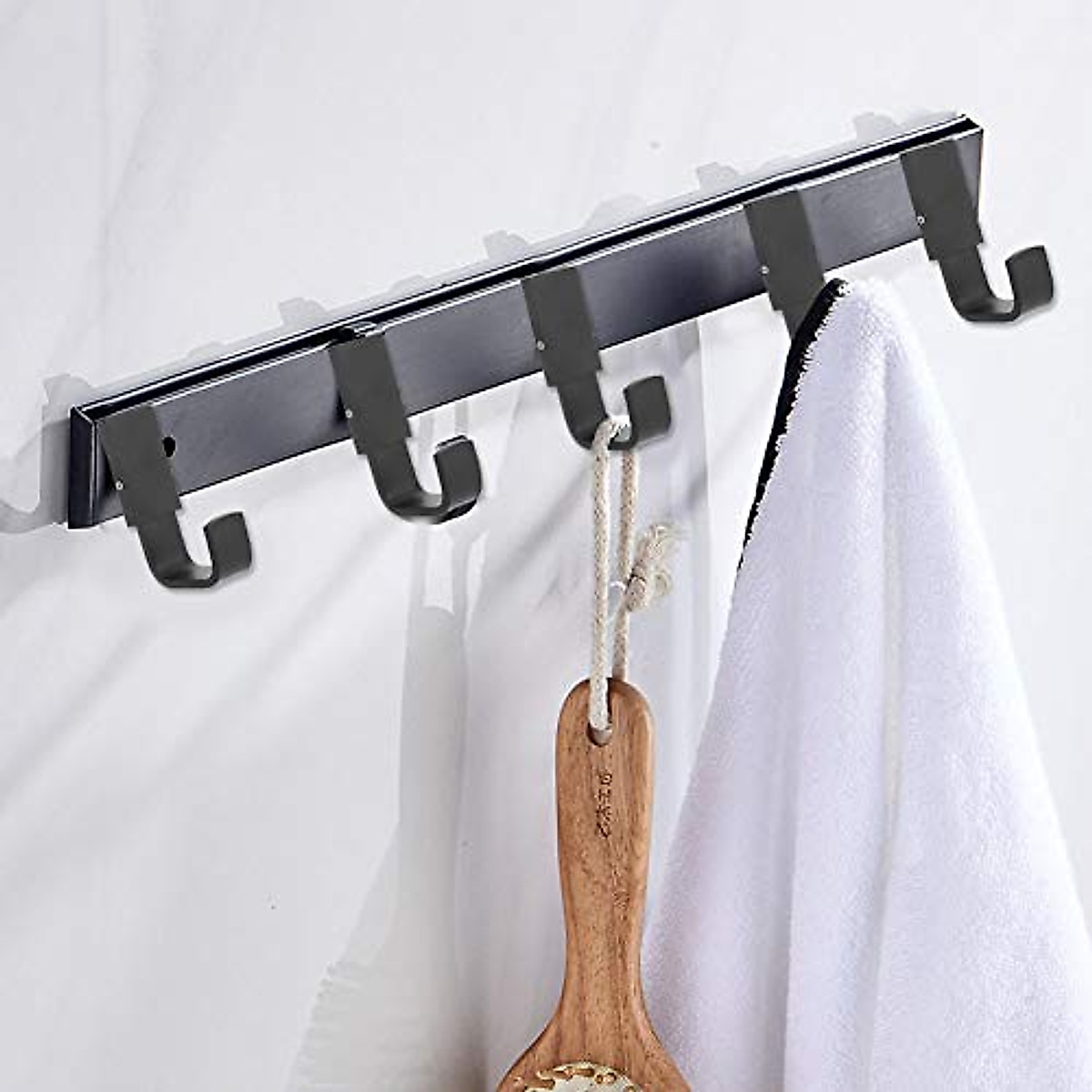 Beufee 2Pcs Bathroom Hook, Matte Black Wall Hook Coat Towel Hooks Wall Mounted Towel Hook Square Robe Coat Clothes Hook for Bath Kitchen