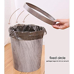 Cololy 12L Trash Can Durable Garbage Can Waste Basket with Wood-Grain European Style Wastebin for Bathroom, Bedroom, Office (Green)