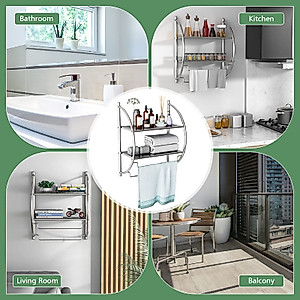 S AFSTAR 4 Pack Bathroom Towel Racks with Shelf, 2-Tier Metal Towel Racks with Leaky Design Shelves & Towel Bars, Wall Mounted Shelf Racks for Living Room Kitchen Bathroom, 18" W X 10" D X 22" H