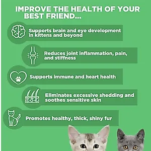 Deley Naturals Wild Caught Fish Oil for Cats - 16oz - Omega 3-6-9, GMO Free - Reduces Shedding, Supports Skin, Coat, Joints, Heart, Brain, Immune System - Highest EPA & DHA Potency – Pure Fish Oil