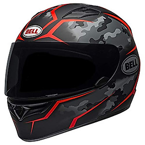 BELL Qualifier Full-Face Motorcycle Helmet (Stealth Camo Matte Black/Red - Small)