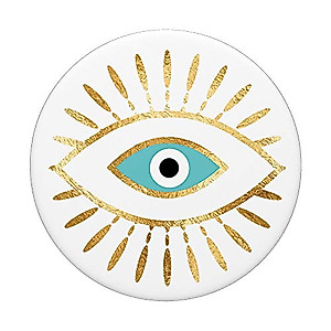 Gold Lash and Teal Evil Eye Greek Mati PopSockets PopGrip: Swappable Grip for Phones & Tablets