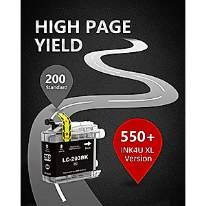 INK4U Compatible LC203 LC201 Ink Cartridges Replacement for Brother LC203 Ink Cartridges Brothers printer LC203XL LC201XL for MFC-J480DW MFC-J680DW MFC-J880DW MFC-J885DW J4420DW (4B/2C/2M/2Y,10 Packs)