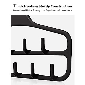 SMARTAKE 2 Pack Belt Hanger, 360 Degree Rotating Tie Rack with Hooks, Non-Slip Durable Hanging Closet Organizer Accessories Holder for Leather Belt, Bow Tie, Scarves and more, Black